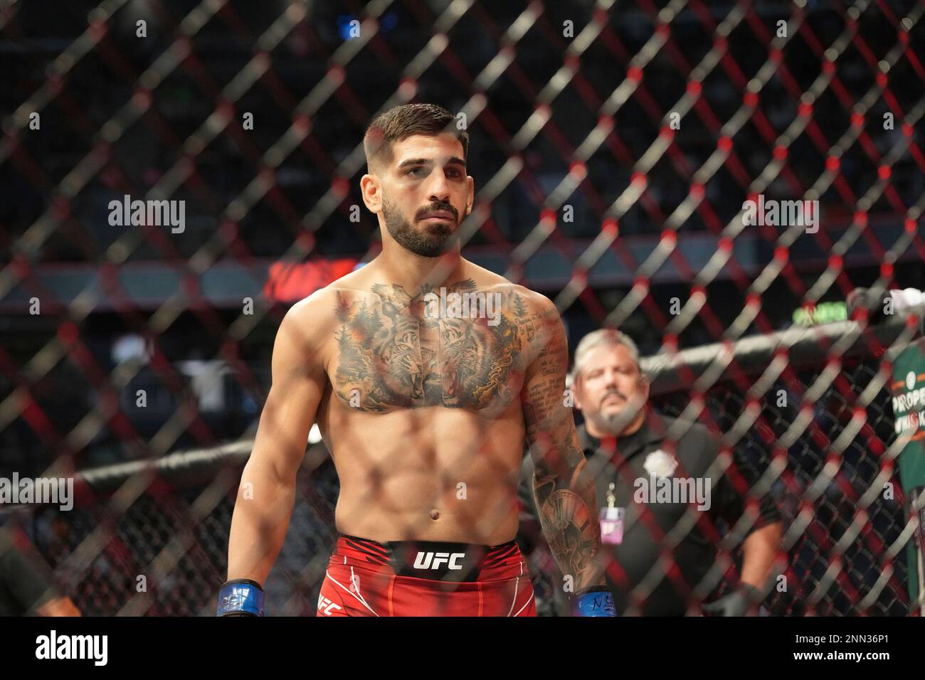 LAS VEGAS, NV - JULY 10: Ilia Topuria prepares to fight Ryan Hall in ...