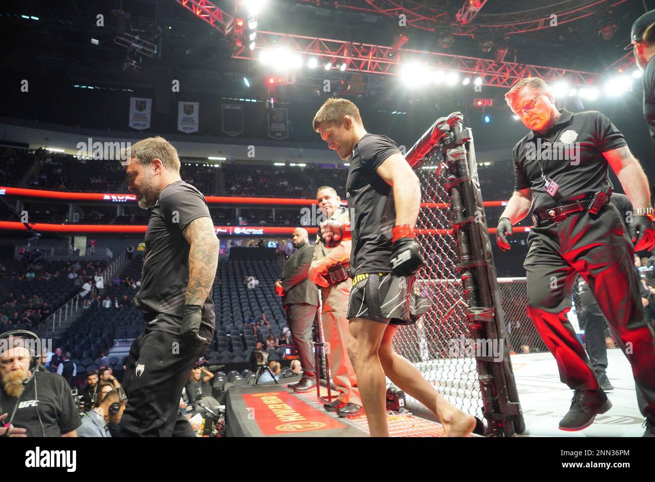 LAS VEGAS, NV - JULY 10: Zhalgas Zhumagulov leaves the octagon after ...
