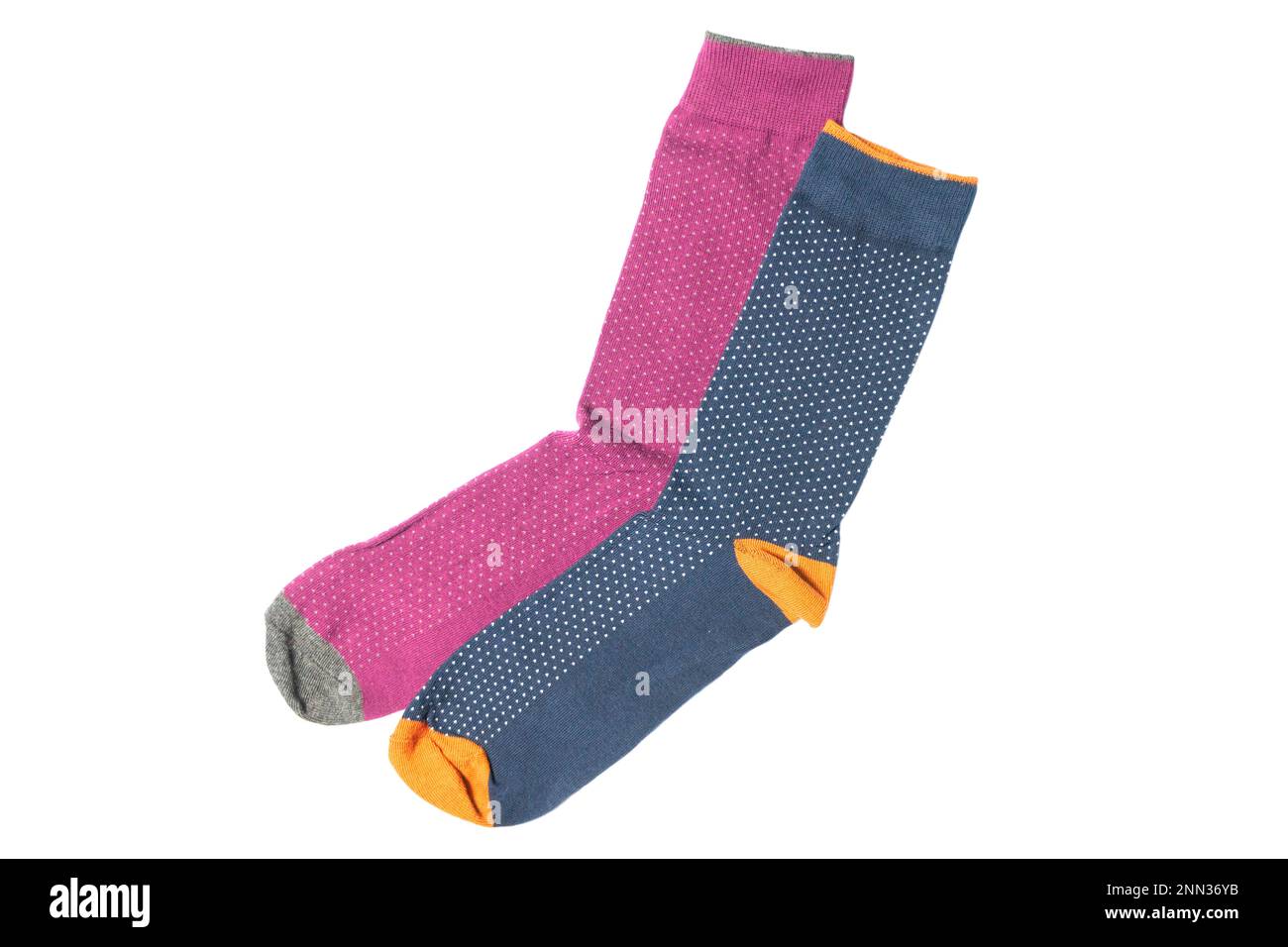 Pair socks with different lines isolated on white background. Colorful ...