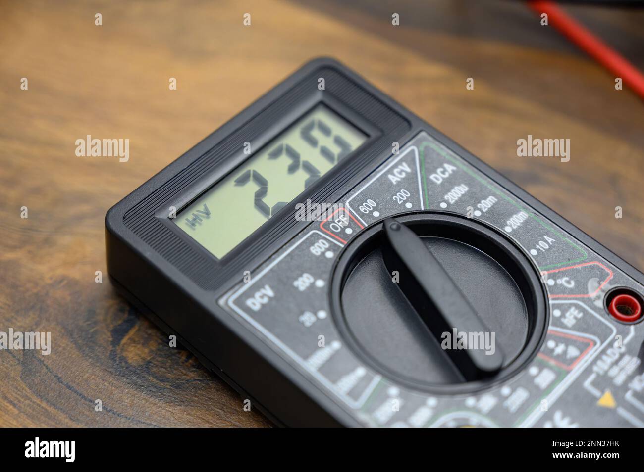 close-up of the screen testing a multimeter during a test of current ...