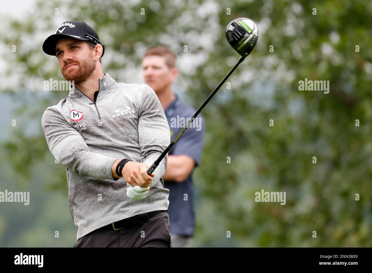 SILVIS, IL - JULY 10: PGA golfer Patrick Rodgers hits his tee shot on ...