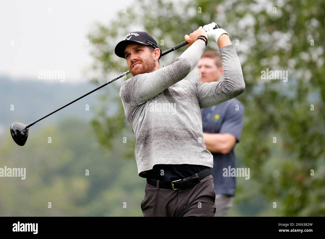 SILVIS, IL - JULY 10: PGA golfer Patrick Rodgers hits his tee shot on ...