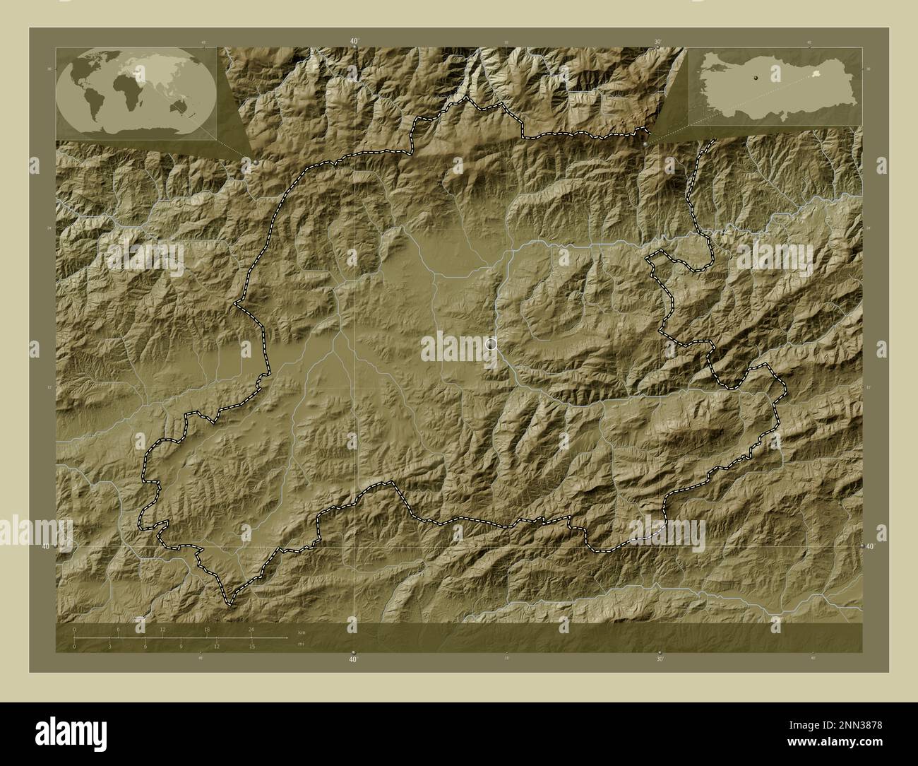 Bayburt, province of Turkiye. Elevation map colored in wiki style with ...