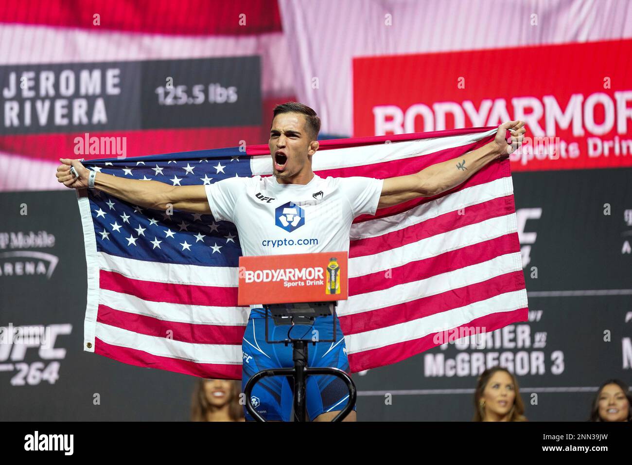 LAS VEGAS, NV - JULY 09: Jerome Rivera steps on the scale in front of a ...