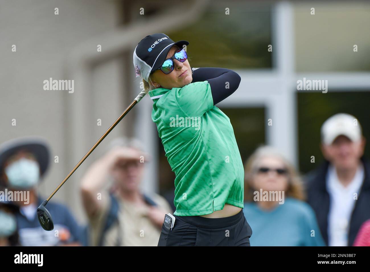 SYLVANIA, OH - JULY 09: Sarah Kemp (AUS) watches her tee shot on 1 ...