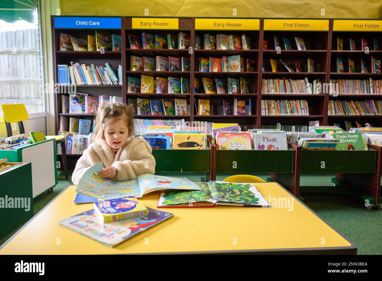 Child in a library Stock Photo - Alamy