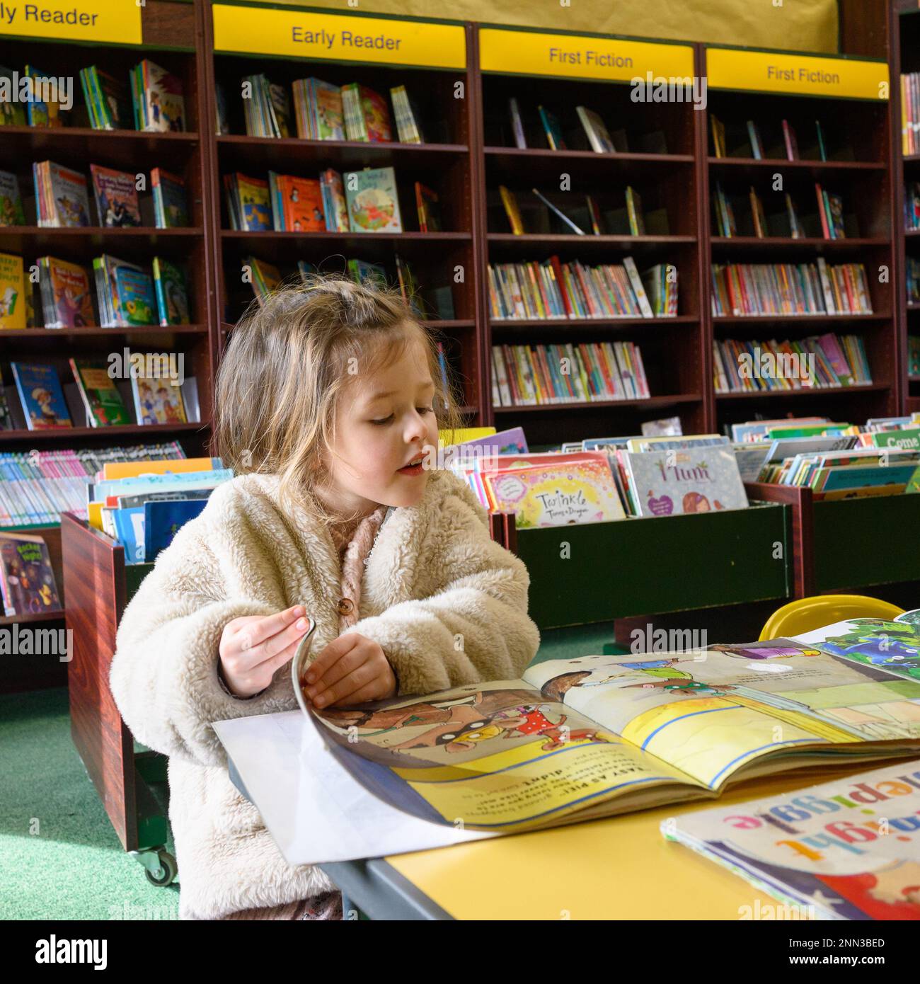 Child in a library Stock Photo - Alamy