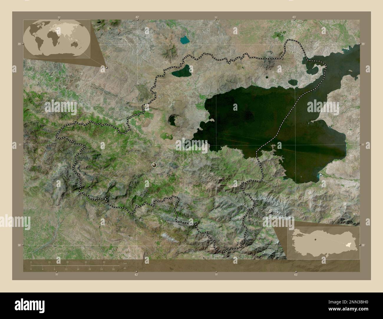 Bitlis, province of Turkiye. High resolution satellite map. Corner ...