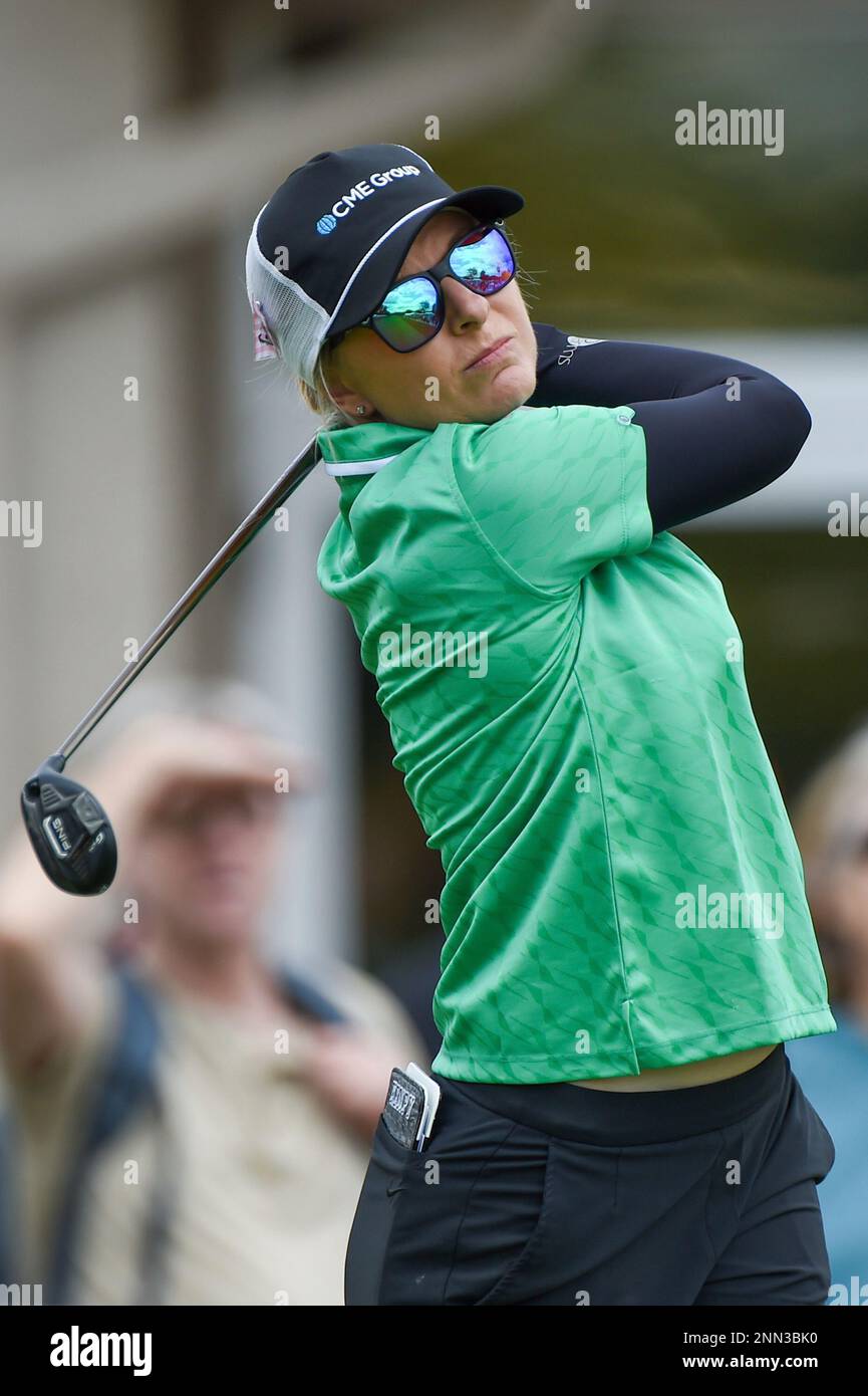 SYLVANIA, OH - JULY 09: Sarah Kemp (AUS) watches her tee shot on 1 ...