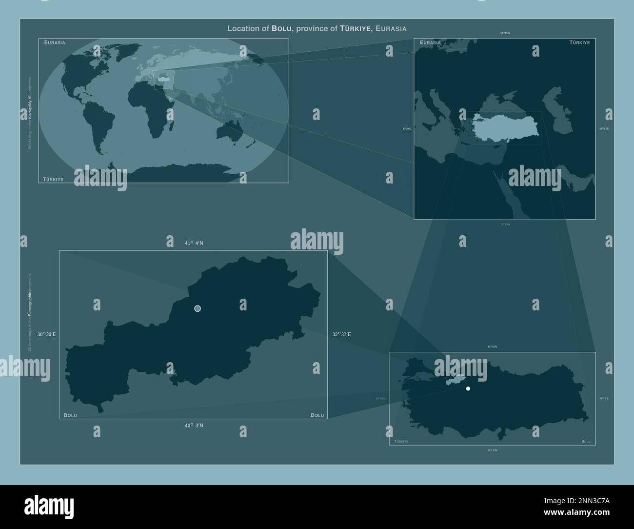 Bolu, province of Turkiye. Diagram showing the location of the region ...