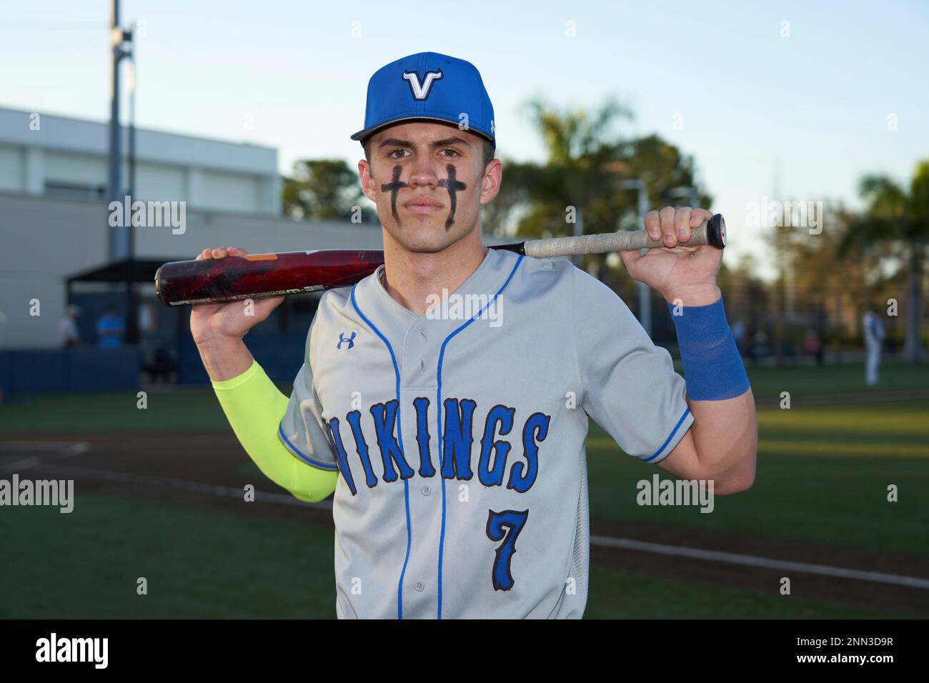 Lakeland Christian Vikings Ty Evans (7) poses for a photo before a game ...