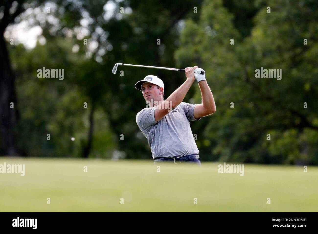 SILVIS, IL - JULY 09: PGA golfer Michael Thompson plays his second shot ...
