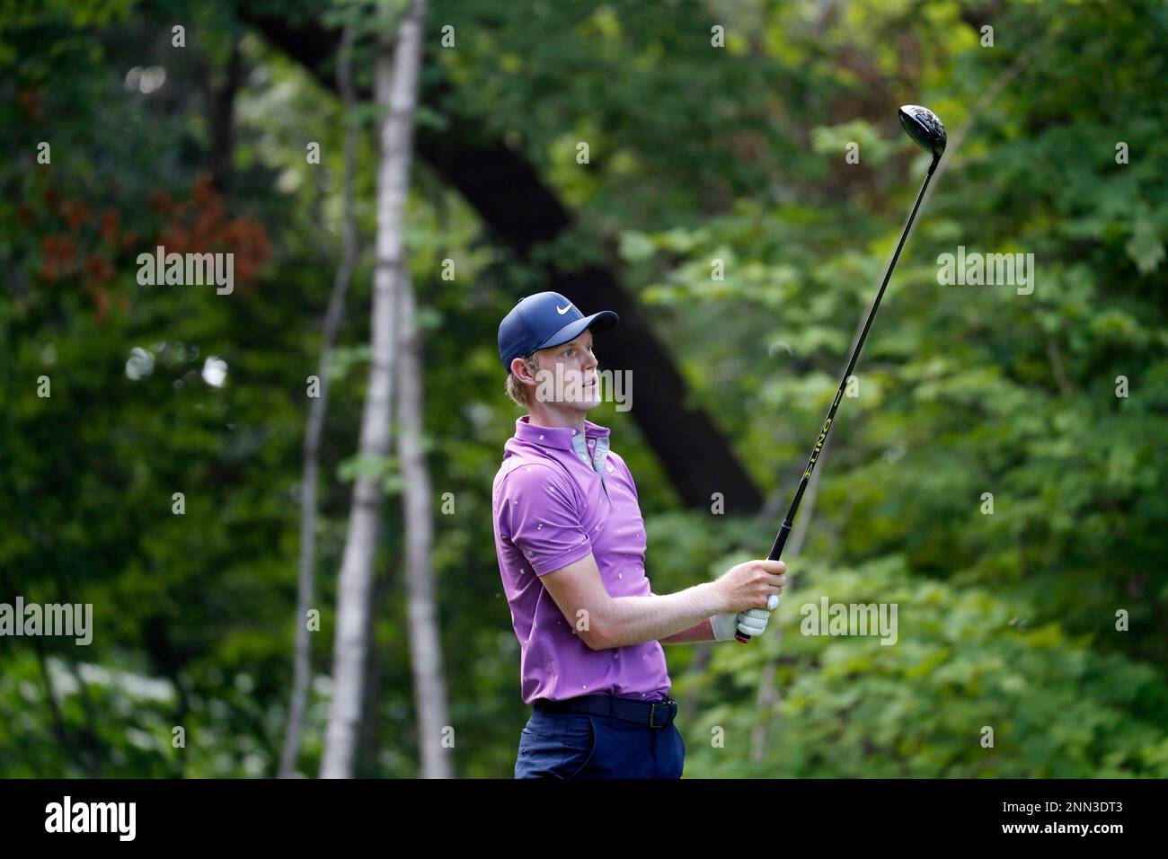 SILVIS, IL - JULY 09: PGA golfer Cam Davis hits his tee shot on the ...