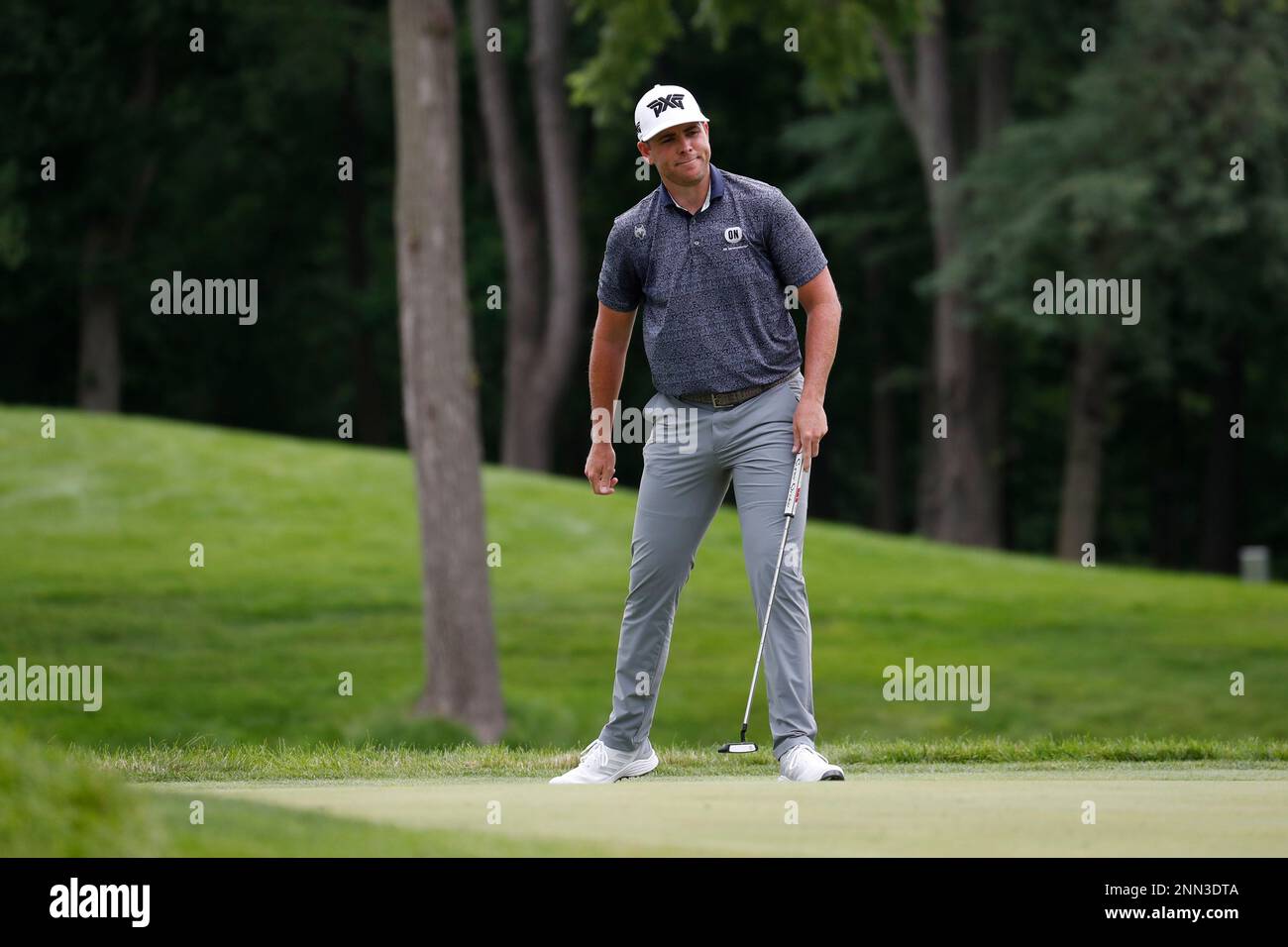SILVIS, IL - JULY 09: PGA golfer Luke List putts on the 6th hole during ...