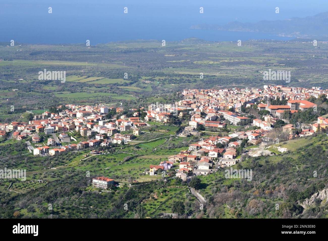 The town of Cuglieri from Castle of Montiferru Stock Photo - Alamy
