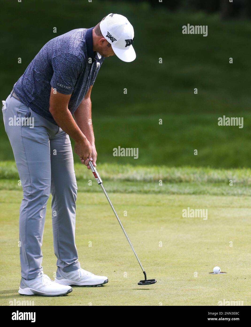 Luke List putts on the ninth hole during the second round of the John ...