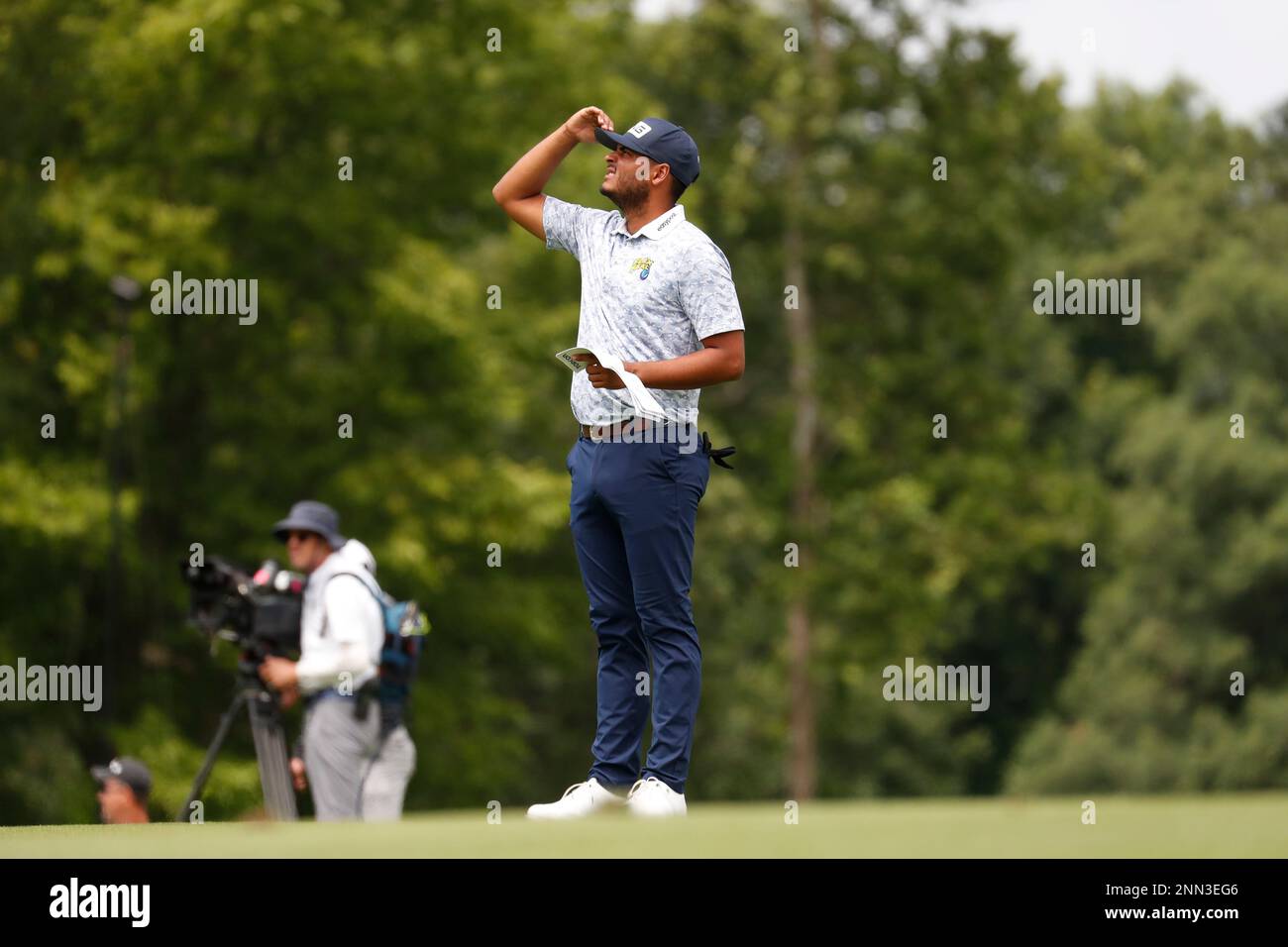 SILVIS, IL - JULY 09: PGA golfer Sebastian Munoz looks where to play ...
