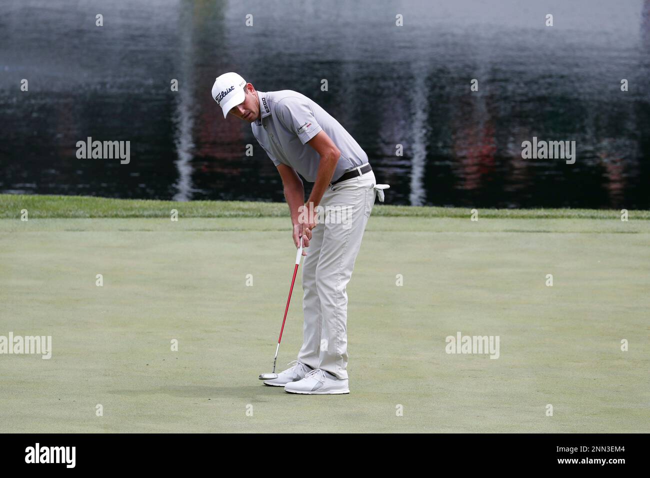SILVIS, IL - JULY 09: PGA golfer Chesson Hadley putts on the 18th hole ...