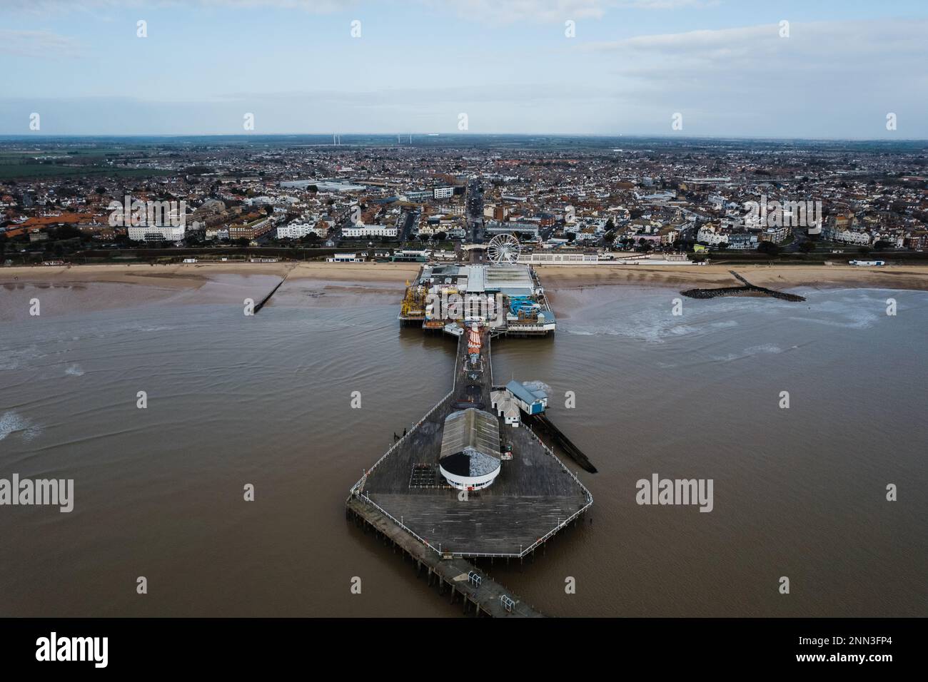 Aerial photo of Clacton Pier in Clacton-on-Sea. The town of Clacton-on ...