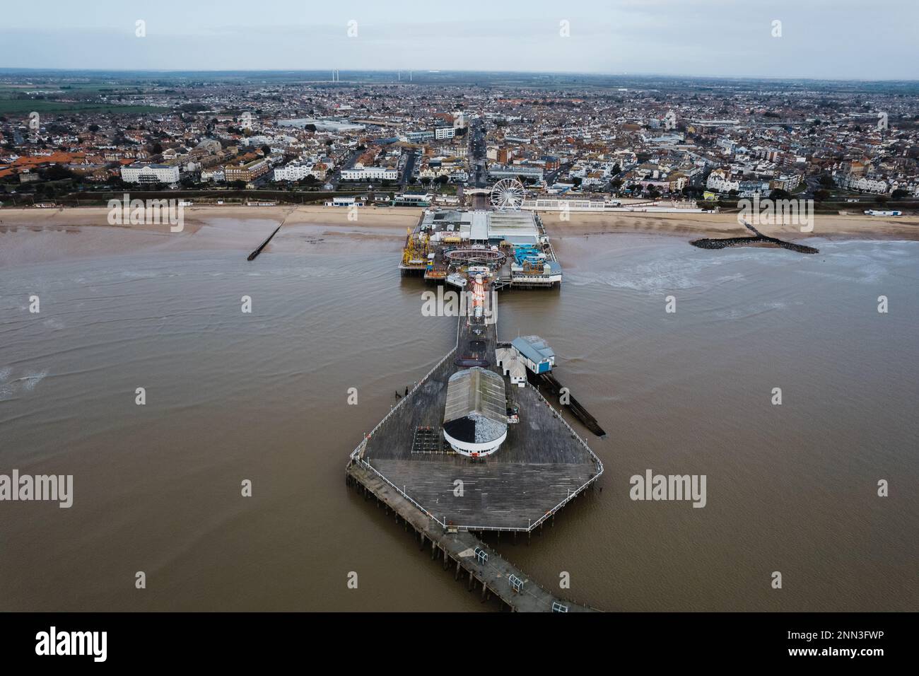 Aerial photo of Clacton Pier in Clacton-on-Sea. The town of Clacton-on ...