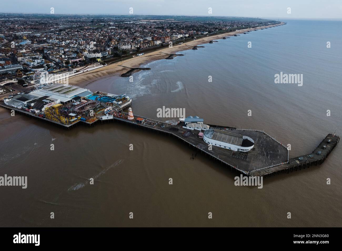 Aerial photo of Clacton Pier in Clacton-on-Sea. The town of Clacton-on ...