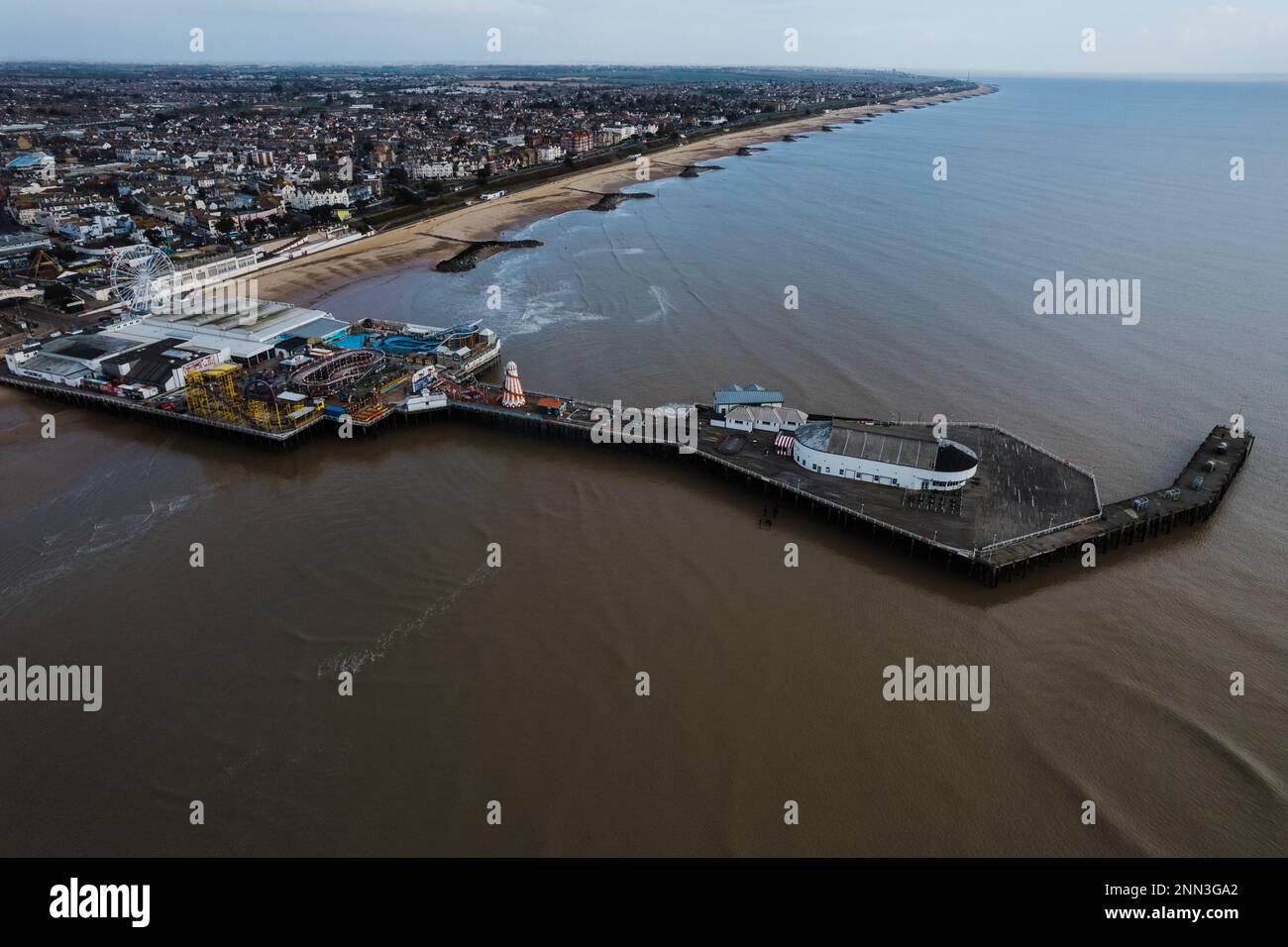 Aerial photo of Clacton Pier in Clacton-on-Sea. The town of Clacton-on ...