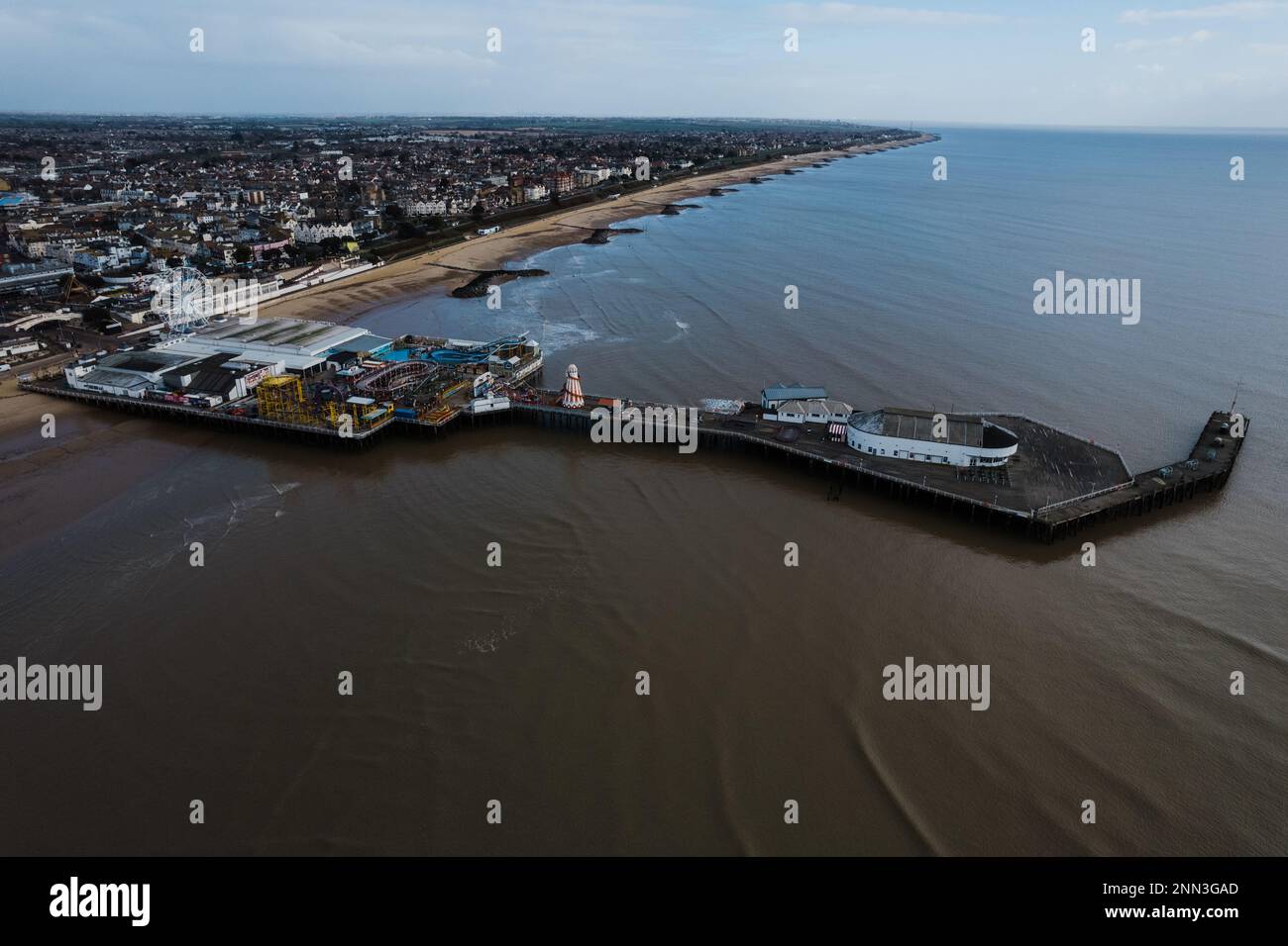 Aerial photo of Clacton Pier in Clacton-on-Sea. The town of Clacton-on ...