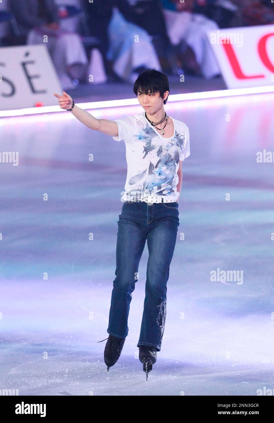 Japanese figure skater Yuzuru Hanyu performs during Dreams on Ice 2021 ...