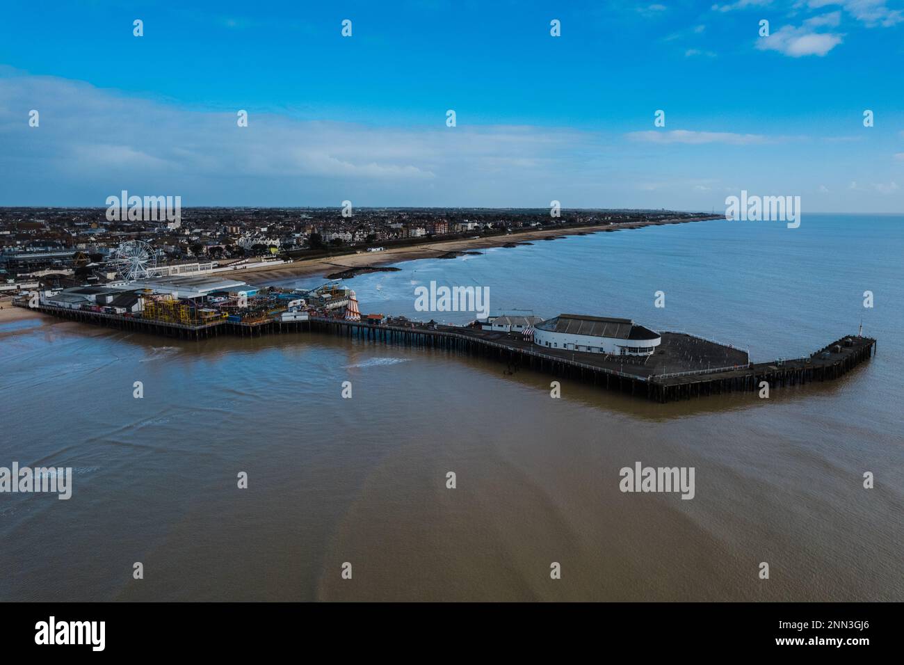 Aerial photo of Clacton Pier in Clacton-on-Sea. The town of Clacton-on ...