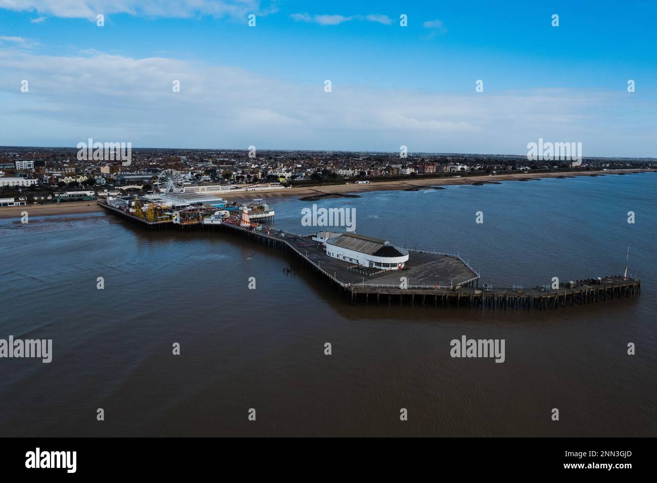 Aerial photo of Clacton Pier in Clacton-on-Sea. The town of Clacton-on ...