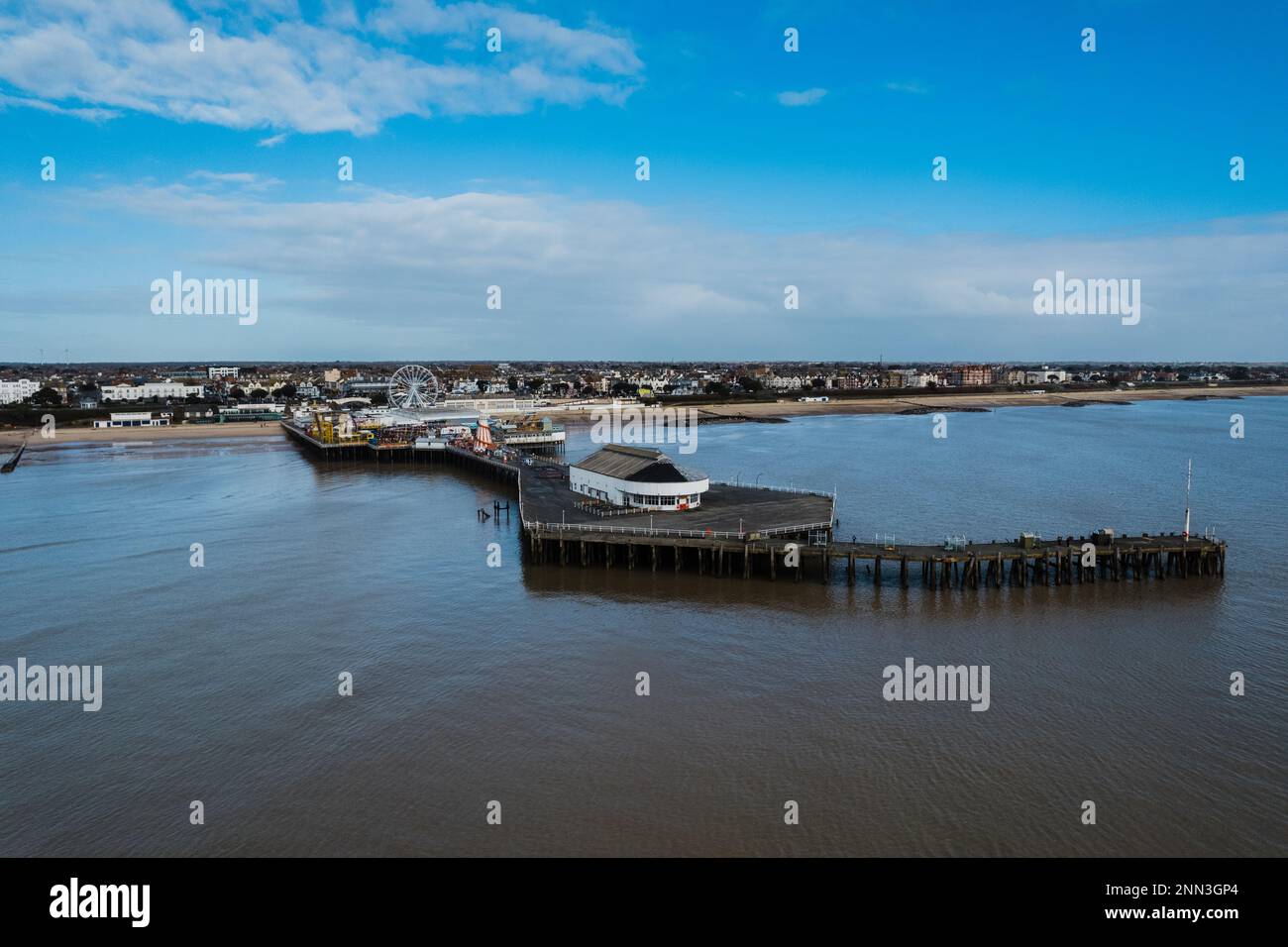 Aerial photo of Clacton Pier in Clacton-on-Sea. The town of Clacton-on ...