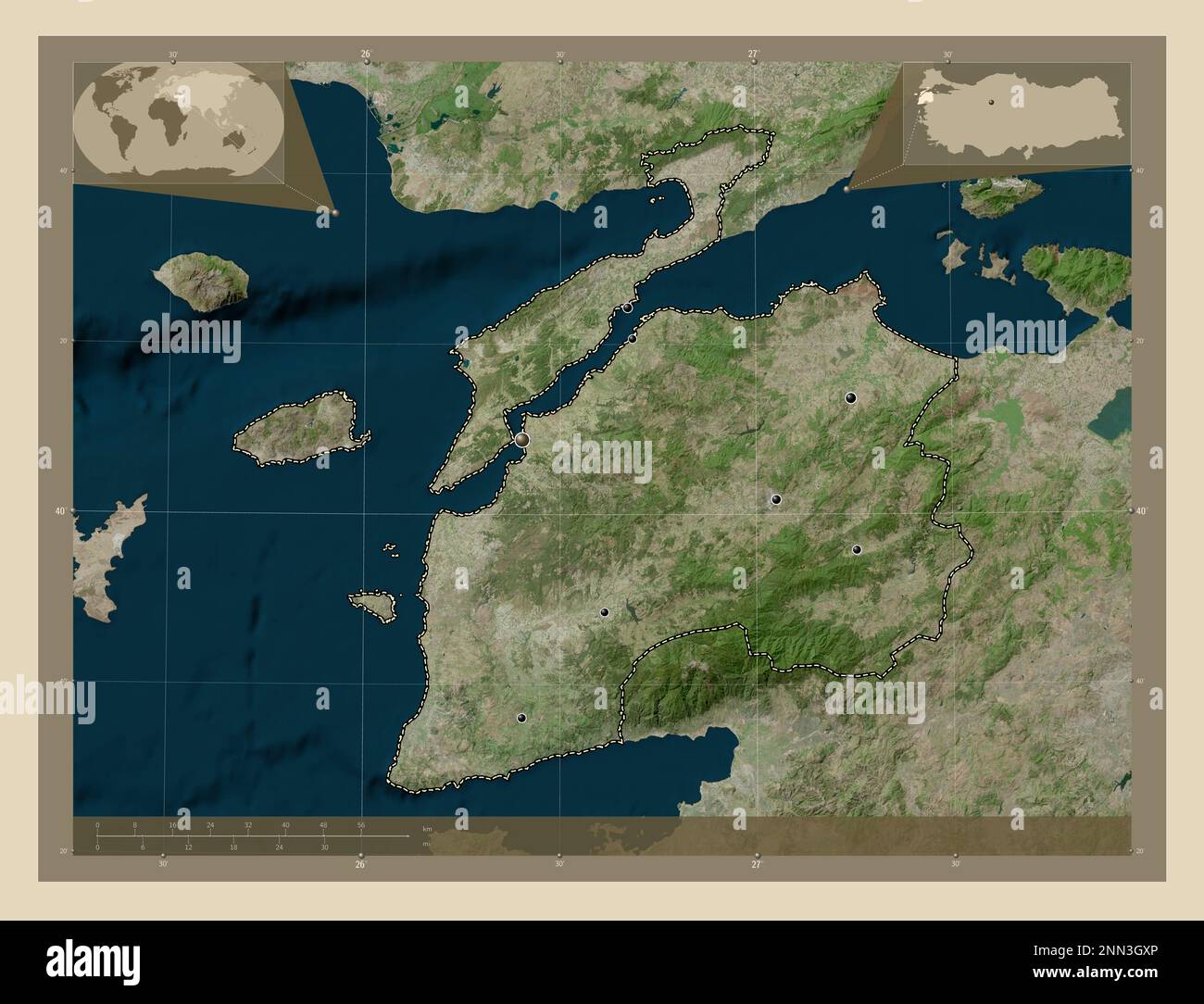 Canakkale, province of Turkiye. High resolution satellite map ...
