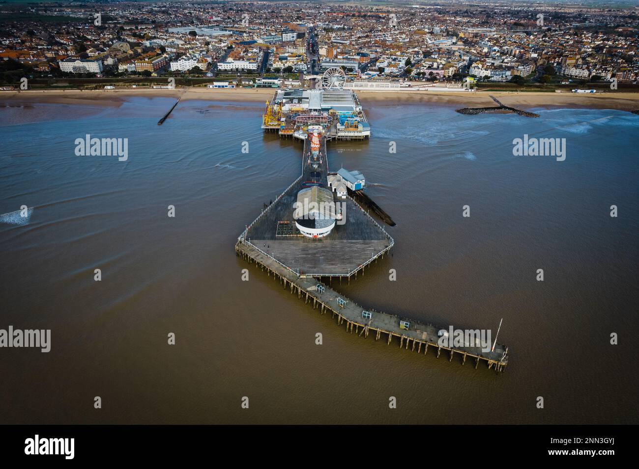 Aerial photo of Clacton Pier in Clacton-on-Sea. The town of Clacton-on ...