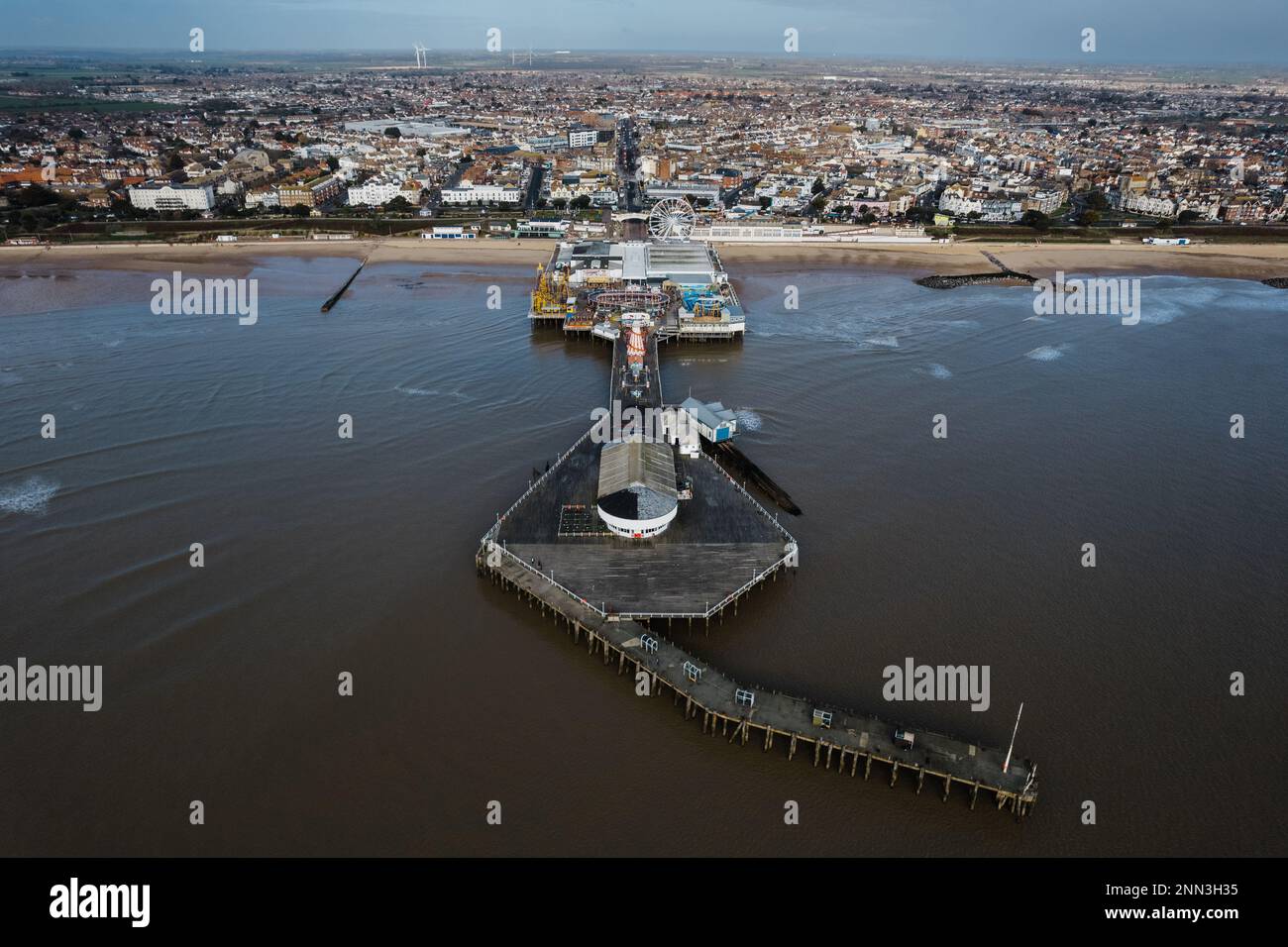 Aerial photo of Clacton Pier in Clacton-on-Sea. The town of Clacton-on ...