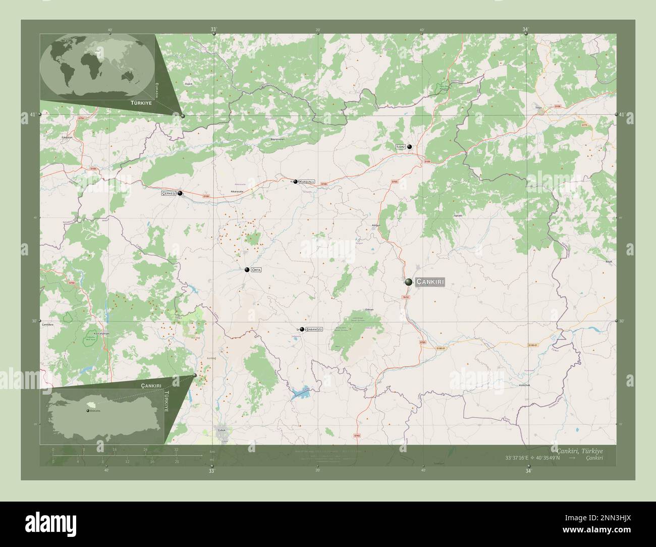 Cankiri, province of Turkiye. Open Street Map. Locations and names of ...