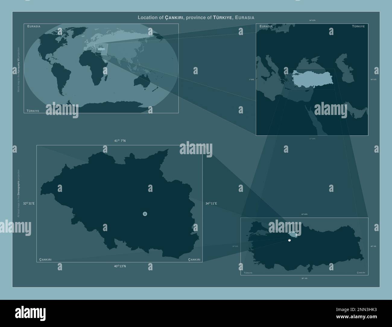 Cankiri, province of Turkiye. Diagram showing the location of the ...