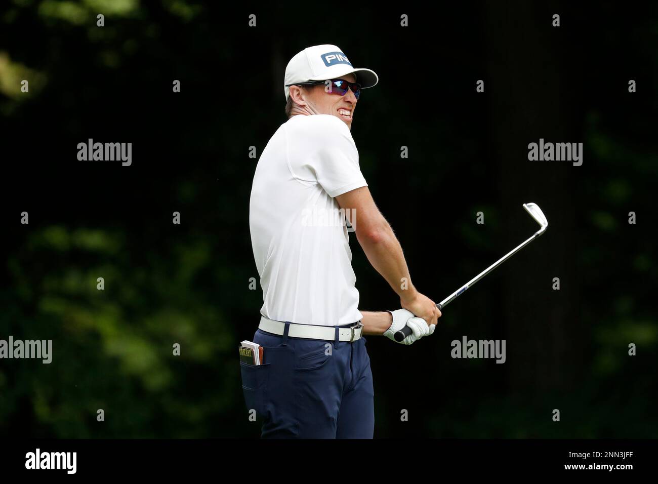 SILVIS, IL - JULY 08: PGA golfer Brandon Hagy hits his tee shot on the ...