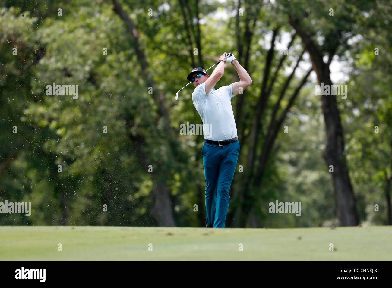 SILVIS, IL - JULY 08: PGA golfer Ricky Barnes hits his second shot on ...