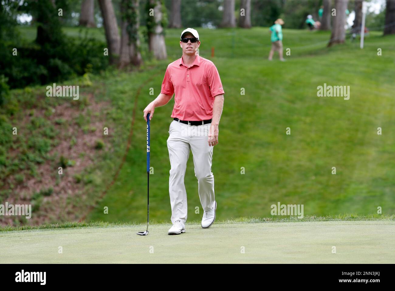 SILVIS, IL - JULY 08: PGA golfer David Hearn lines up a putt on the 5th ...