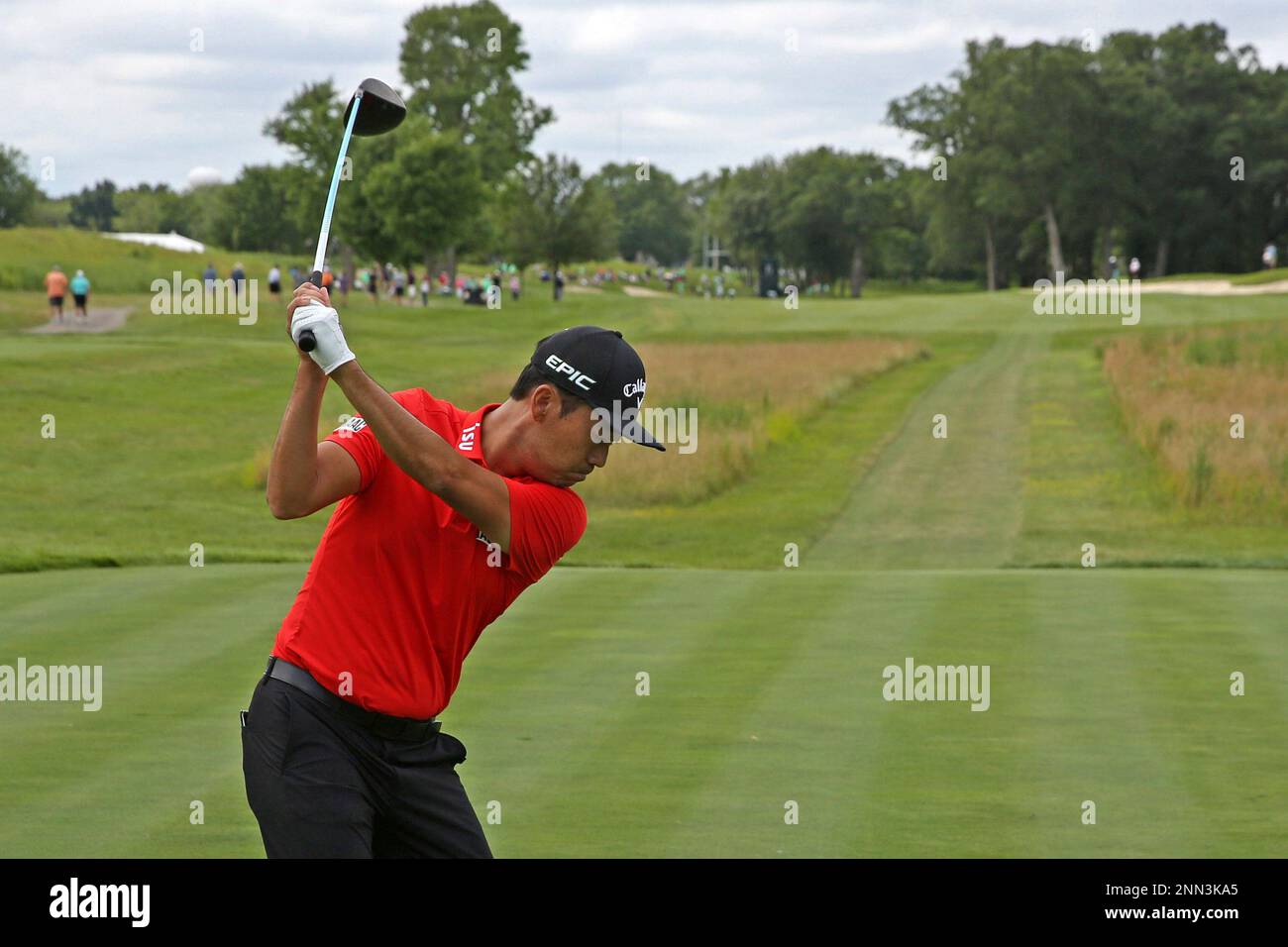 SILVIS, IL - JULY 08: PGA golfer Kevin Na hits his tee shot on the 10th ...
