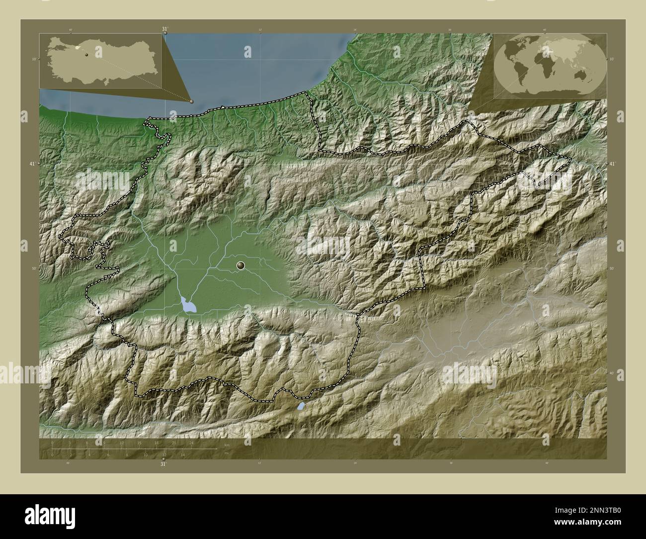 Duzce, province of Turkiye. Elevation map colored in wiki style with ...