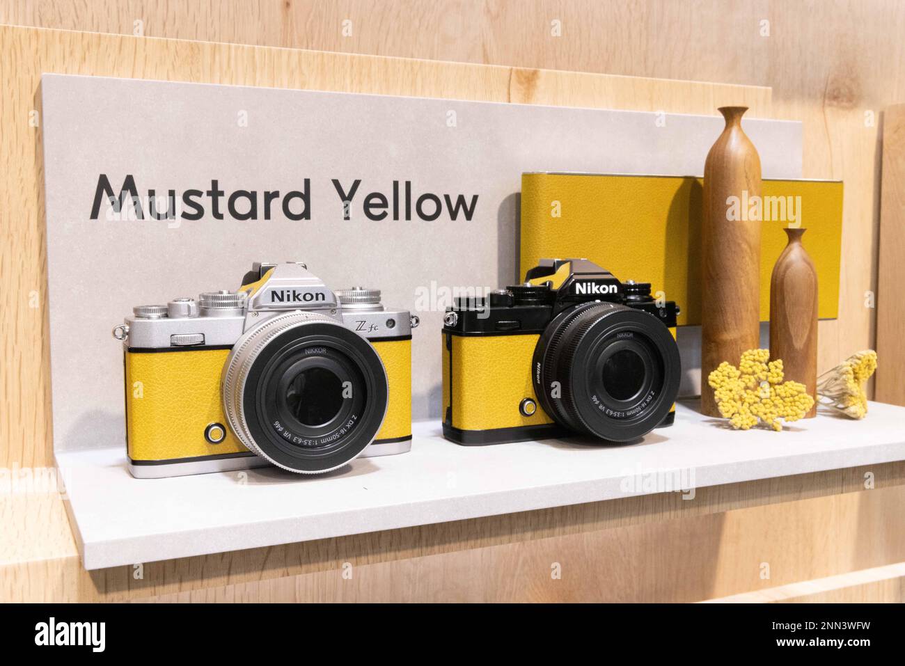 Yokohama, Japan. 24th Feb, 2023. Nikon's Z fc camera model in Mustard ...