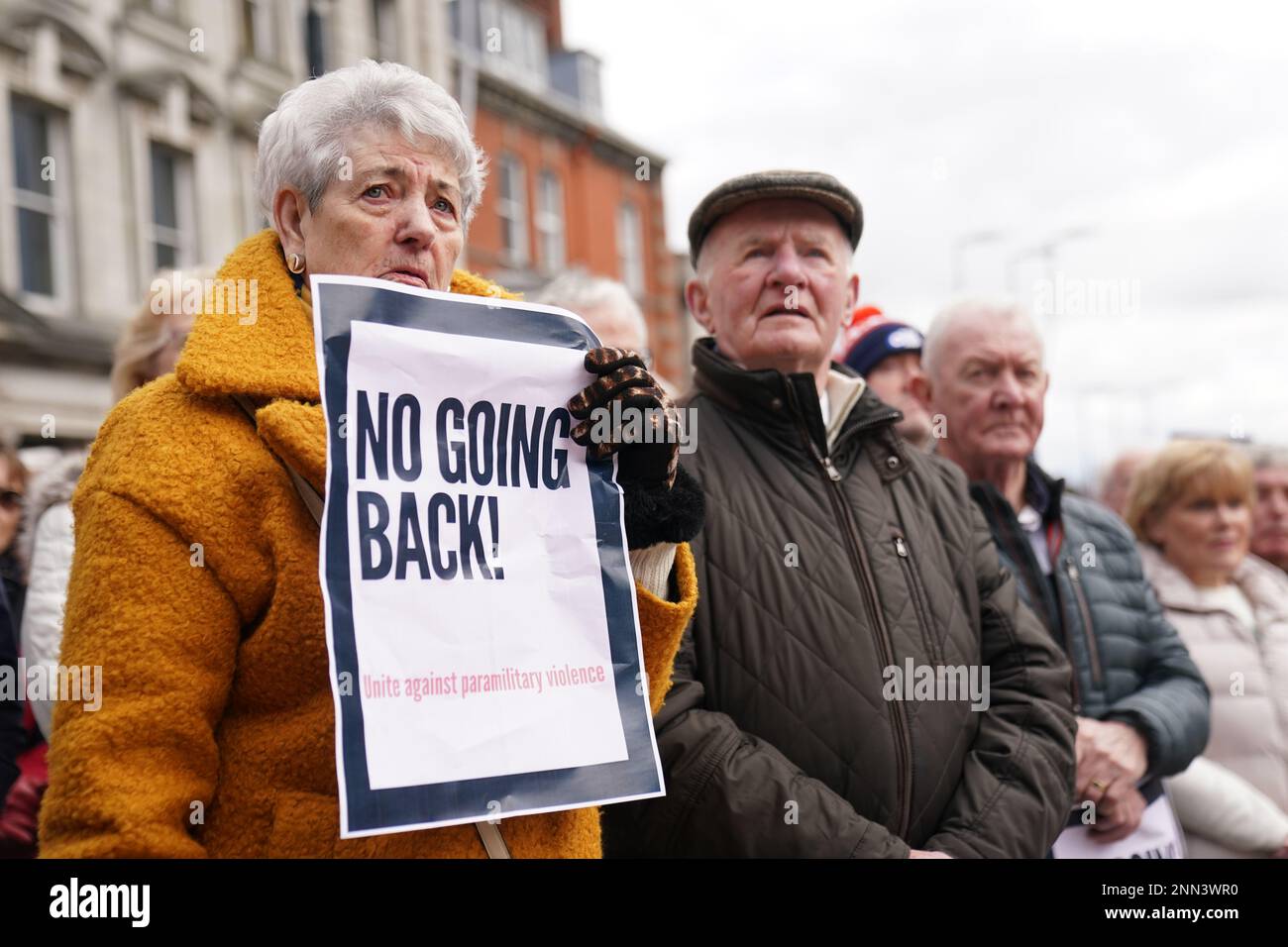 People taking part in a rally outside Omagh Courthouse to unite against ...