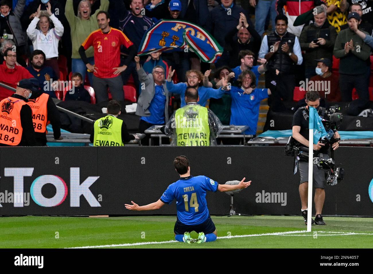 Italy's Federico Chiesa celebrates after scoring the opening goal ...