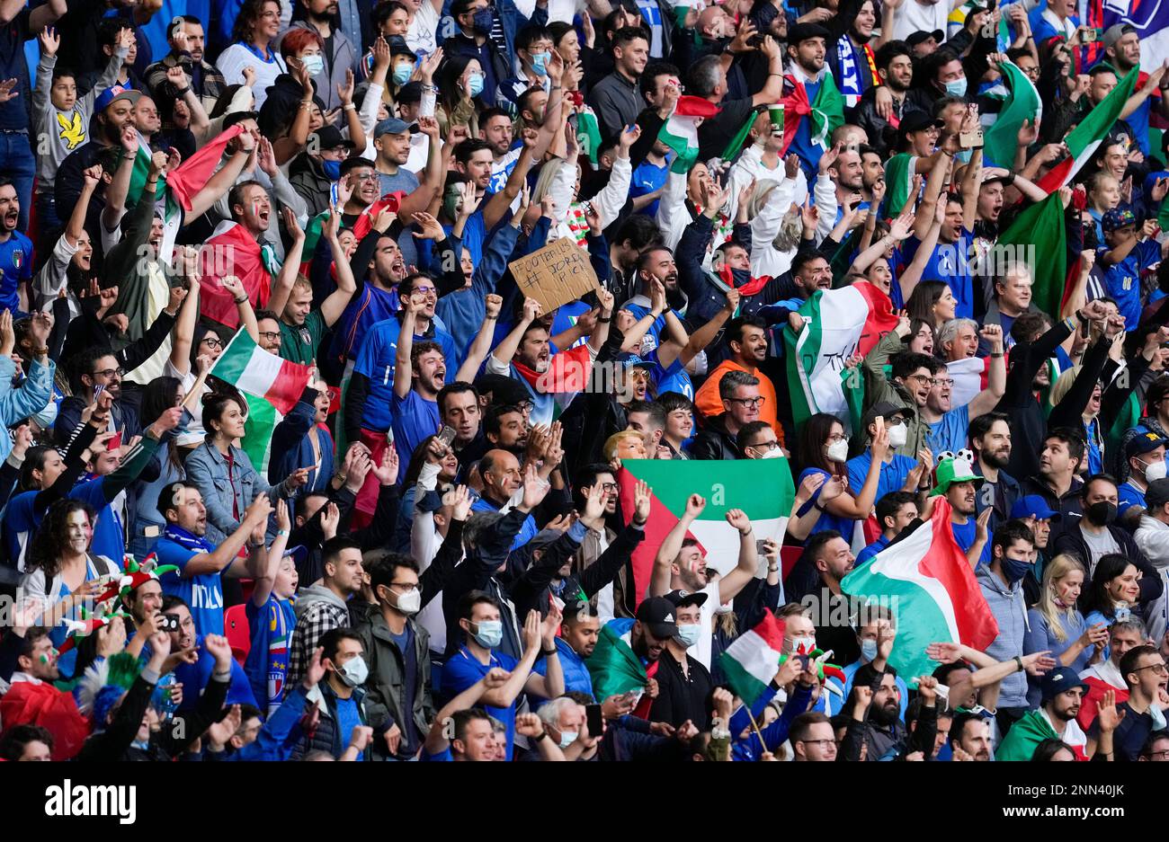 Italian fans cheer ahead of the Euro 2020 soccer championship semifinal ...