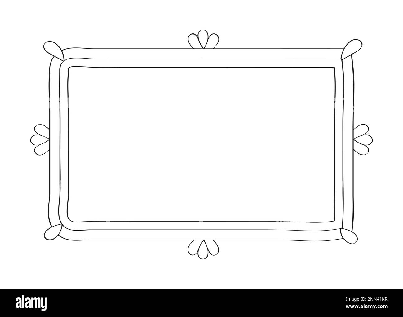 Frames, mirror in hand drawn style. Vintage image frame doodle labels ...