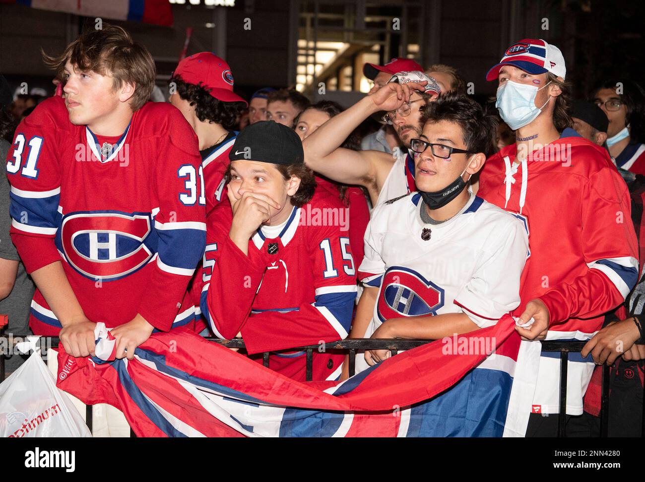 Montreal Canadiens fans react during the second period of Game 4 of the ...