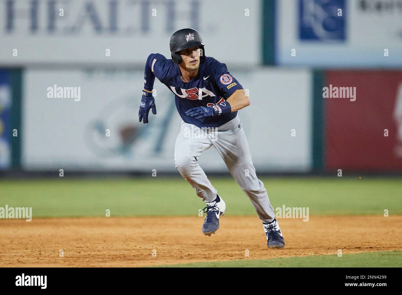 Dylan Beavers (27) (California) of Team Stripes takes off for third ...