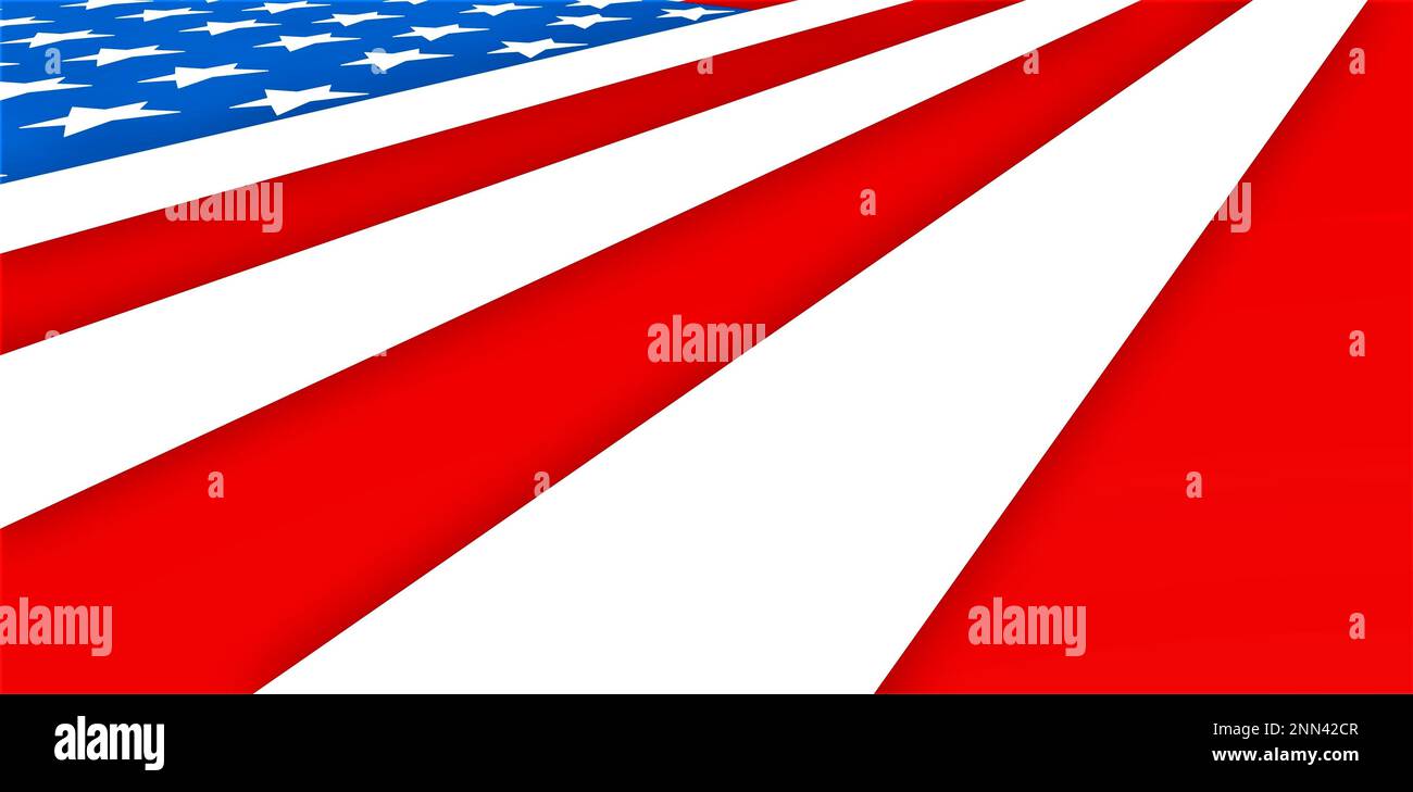 Flag of the United States of America. View from below obliquely. Red ...