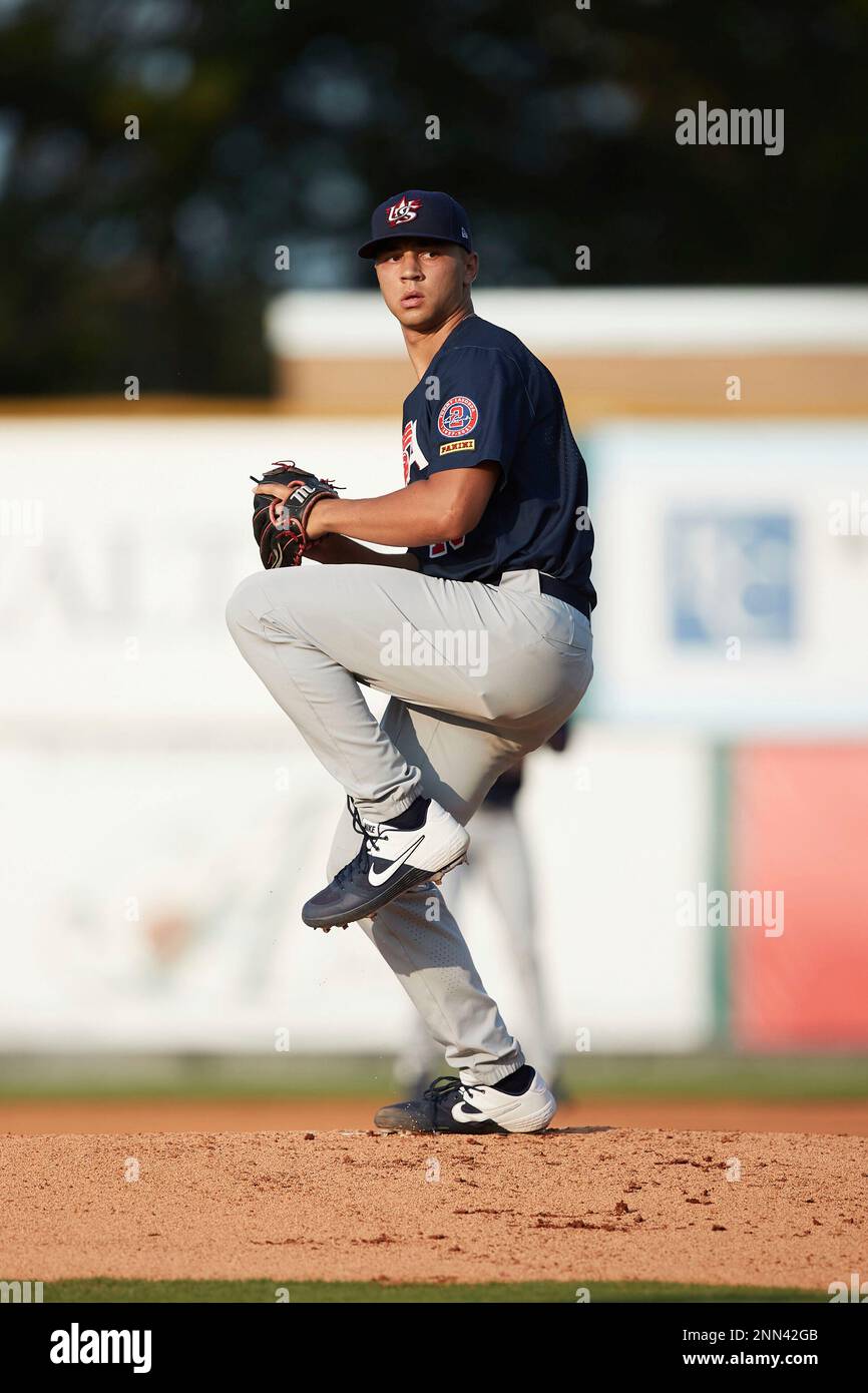 Team Stripes starting pitcher Gabriel Hughes (46) (Gonzaga) in action ...